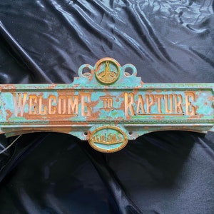 13 Inch Bioshock Inspired Rapture Aged Sign, Art Deco Sign, Game Room ...