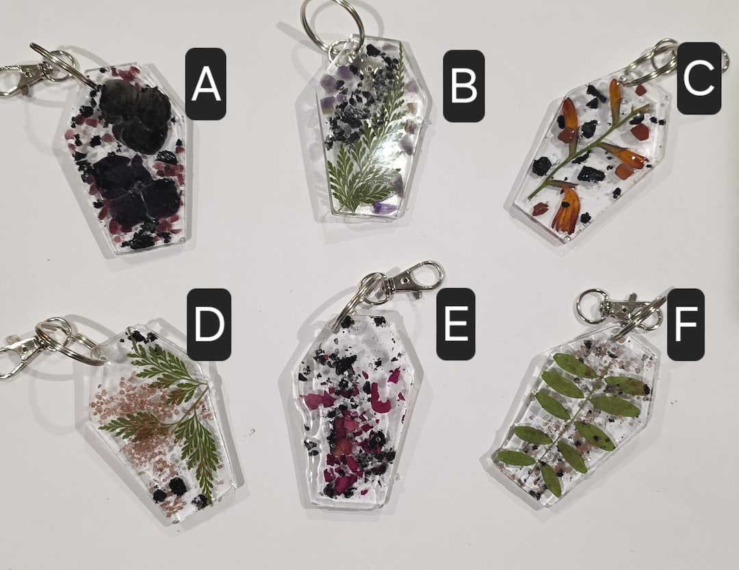 Resin Coffin Keychain: Botanical Crystal, Witchy Goth Charm - Etsy