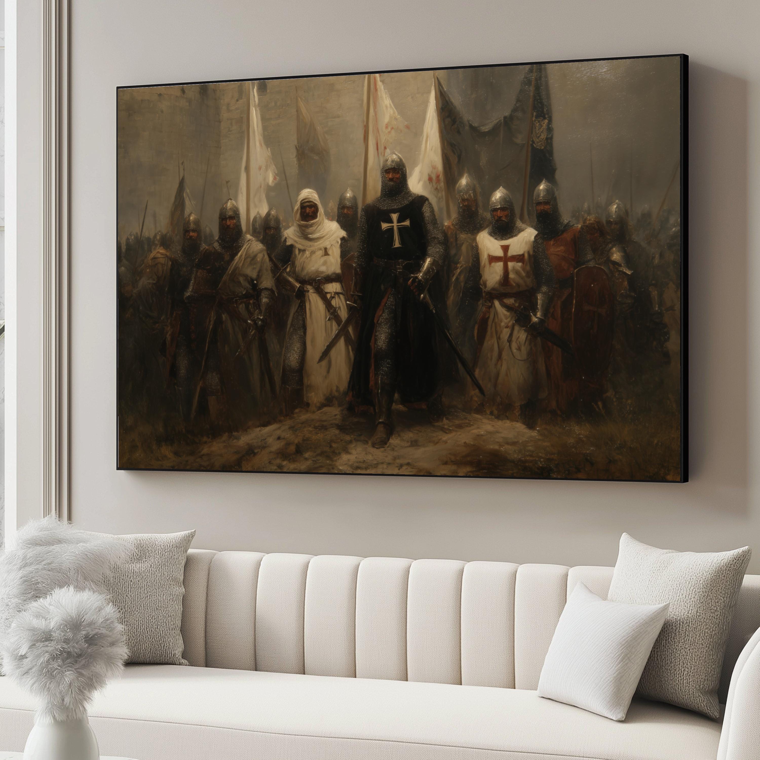 Medieval Knights Crusader Army Canvas, Historical Warrior Wall Art ...
