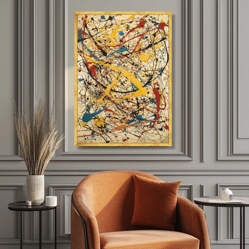 Jackson Pollock, Vibrant Abstract Expressionism Canvas, Modern Splatter ...