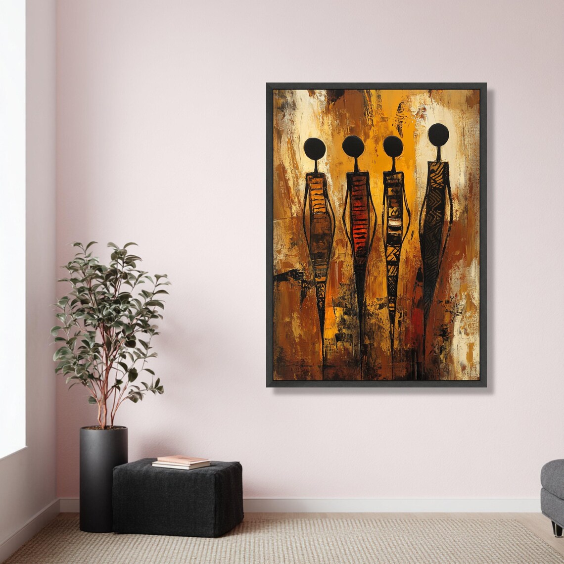 Abstract African Figures Canvas, Tribal Wall Art, Ethnic Home Decor ...