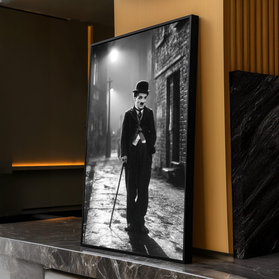 Classic Charlie Chaplin Portrait Canvas, Black and White Vintage Wall ...