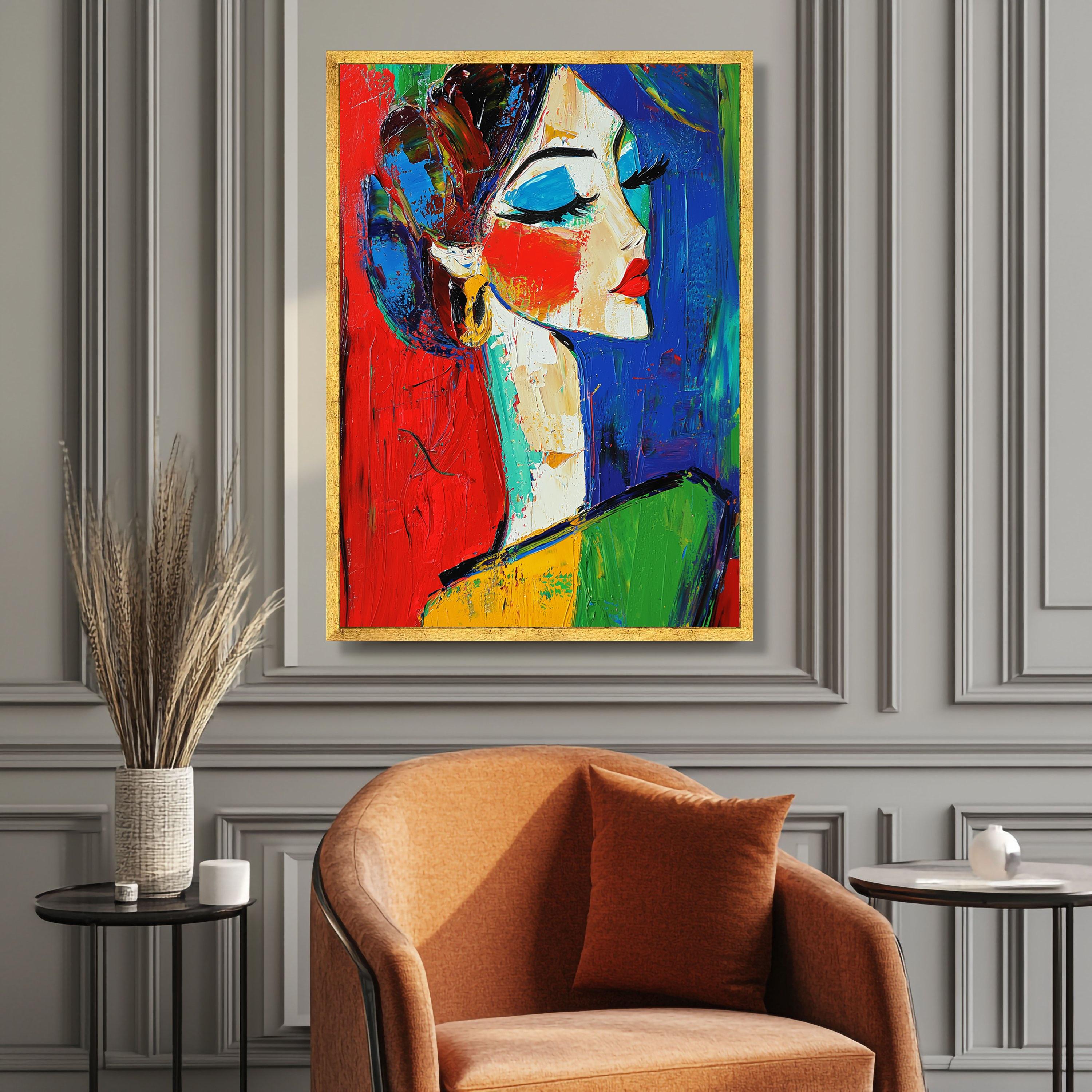 Vibrant Abstract Woman Portrait Canvas, Colorful Modern Art ...