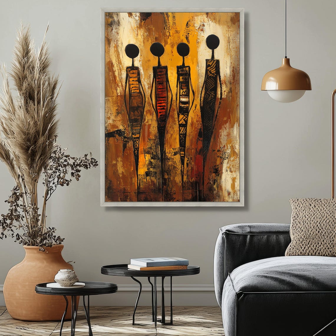 Abstract African Figures Canvas, Tribal Wall Art, Ethnic Home Decor ...