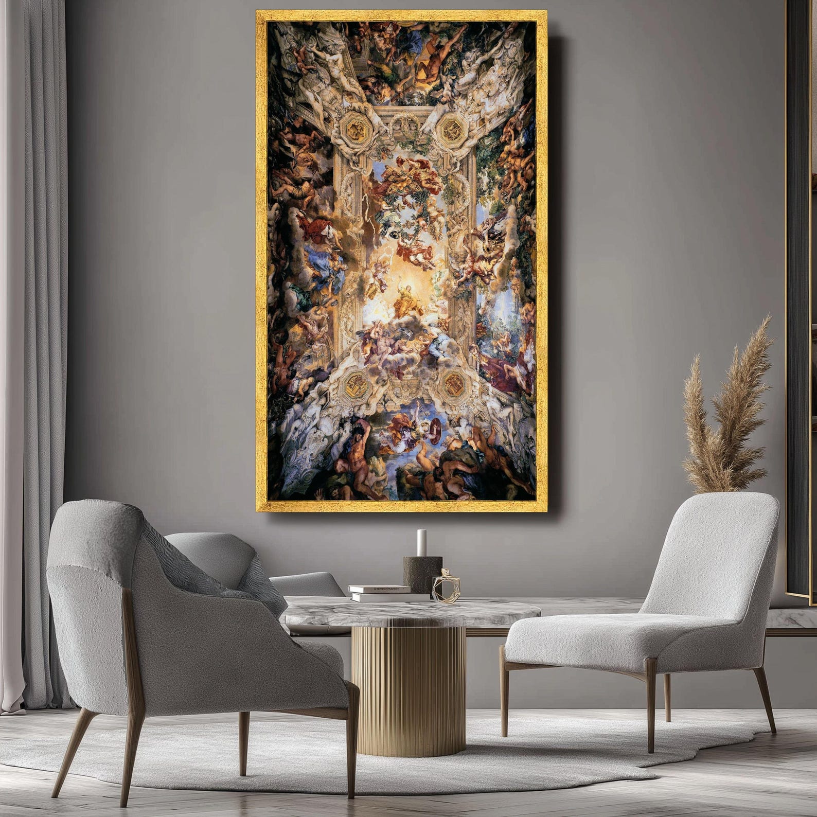 Baroque Mythological Ceiling Fresco Canvas Wall Art, Classic Italian ...