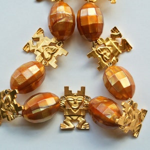 Vintage Aztec/mayan-style and Mother of Pearl Bead Necklace - Etsy