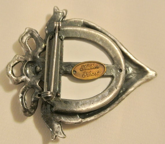 Vintage Hidden Heart Picture Holder Brooch Pin - Gem