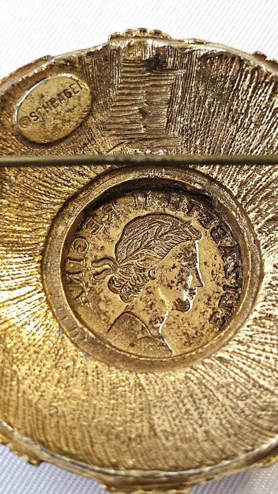 Vintage Schrager Elizabeth II Regina Coin Maroon Glaz… - Gem