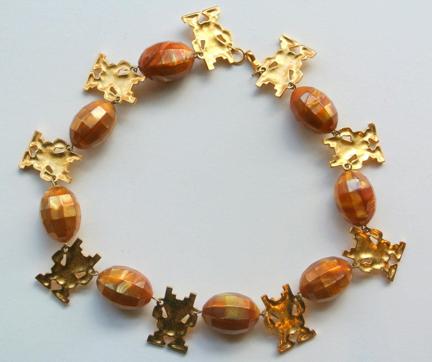 Vintage Aztec/mayan-style and Mother of Pearl Bead Necklace - Etsy