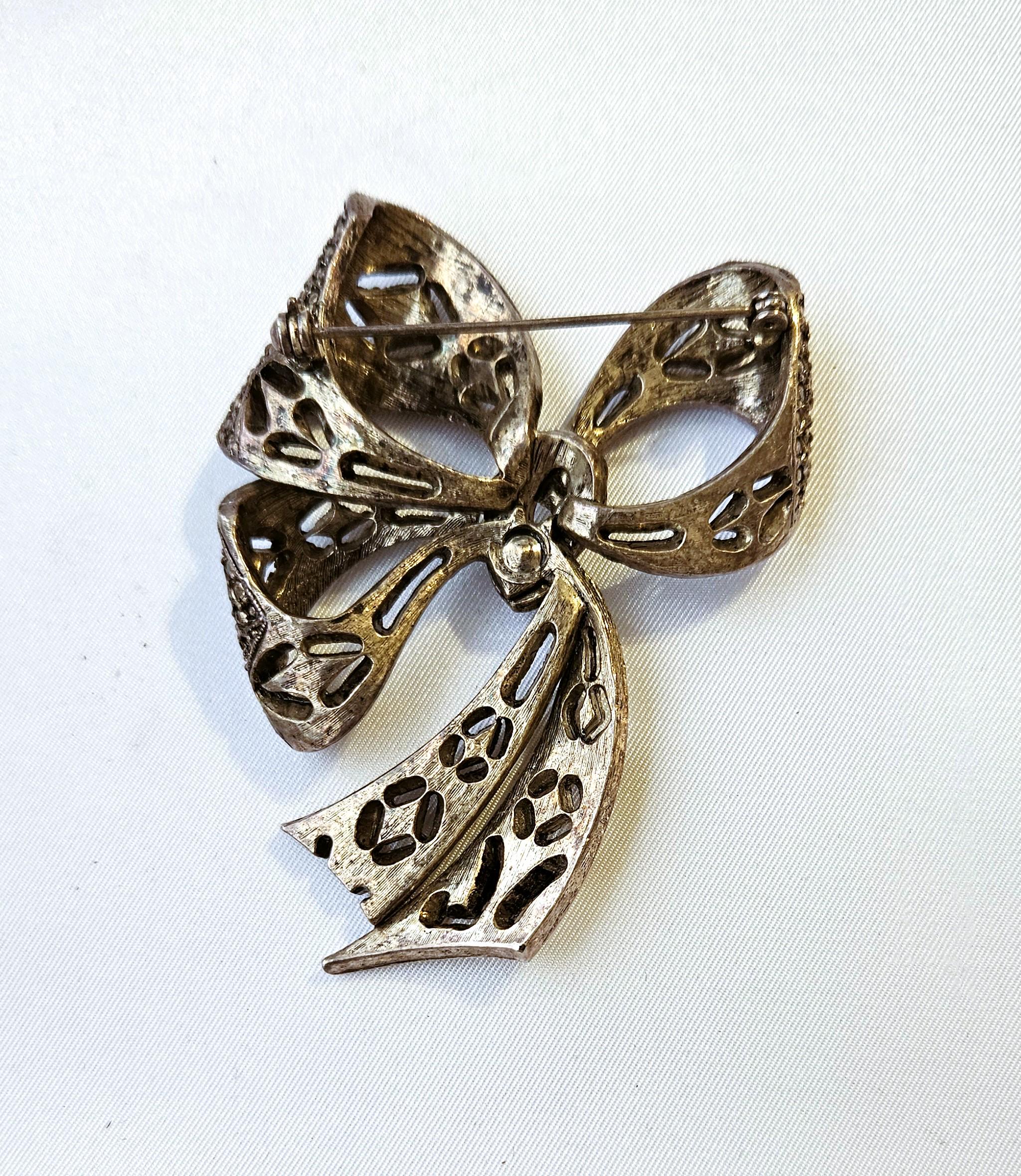 Vintage Heavy Metal Tied Bow Brooch Pin - Etsy