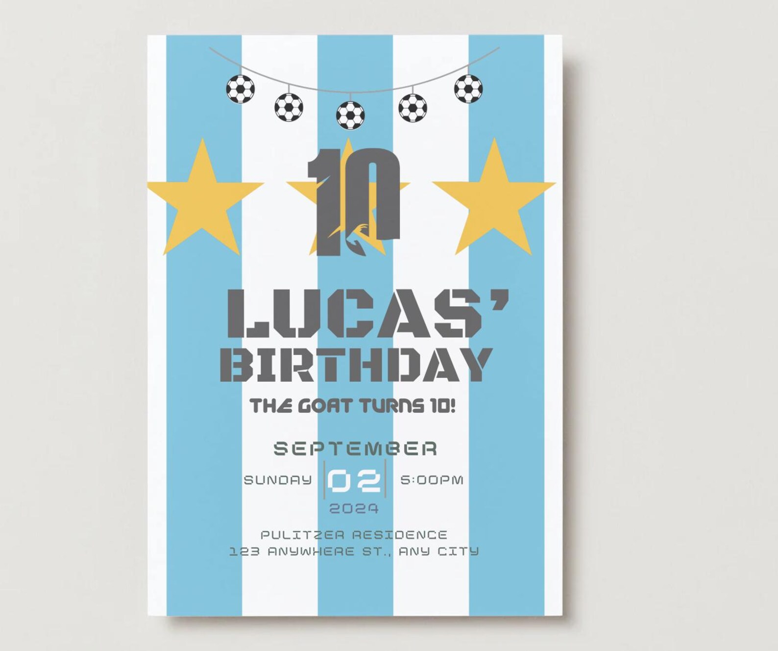 Personalized, 10th, Messi, Argentina, Soccer-themed, "the Goat ...