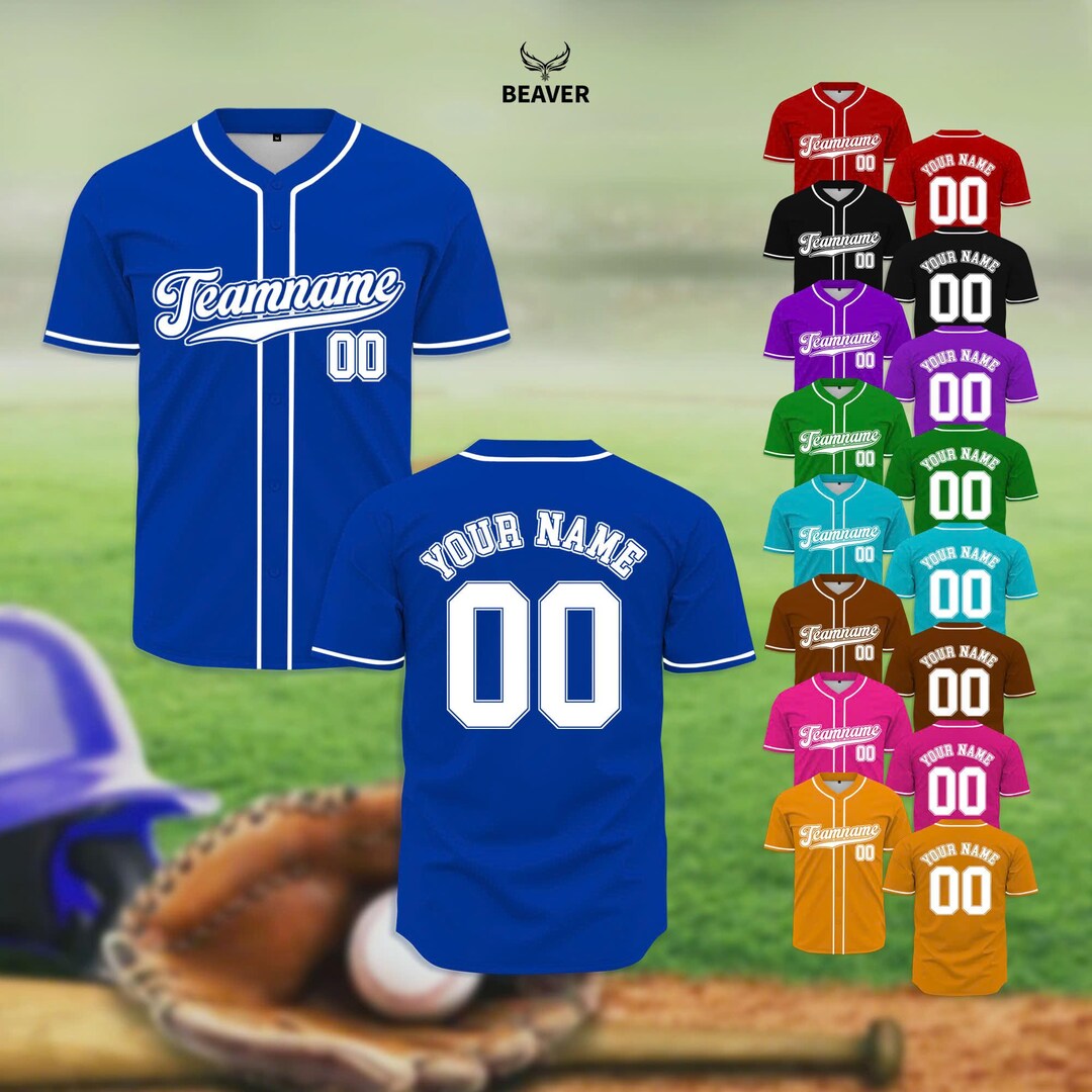 Custom Solid Color Baseball Jersey With Name & Number – Personalized ...