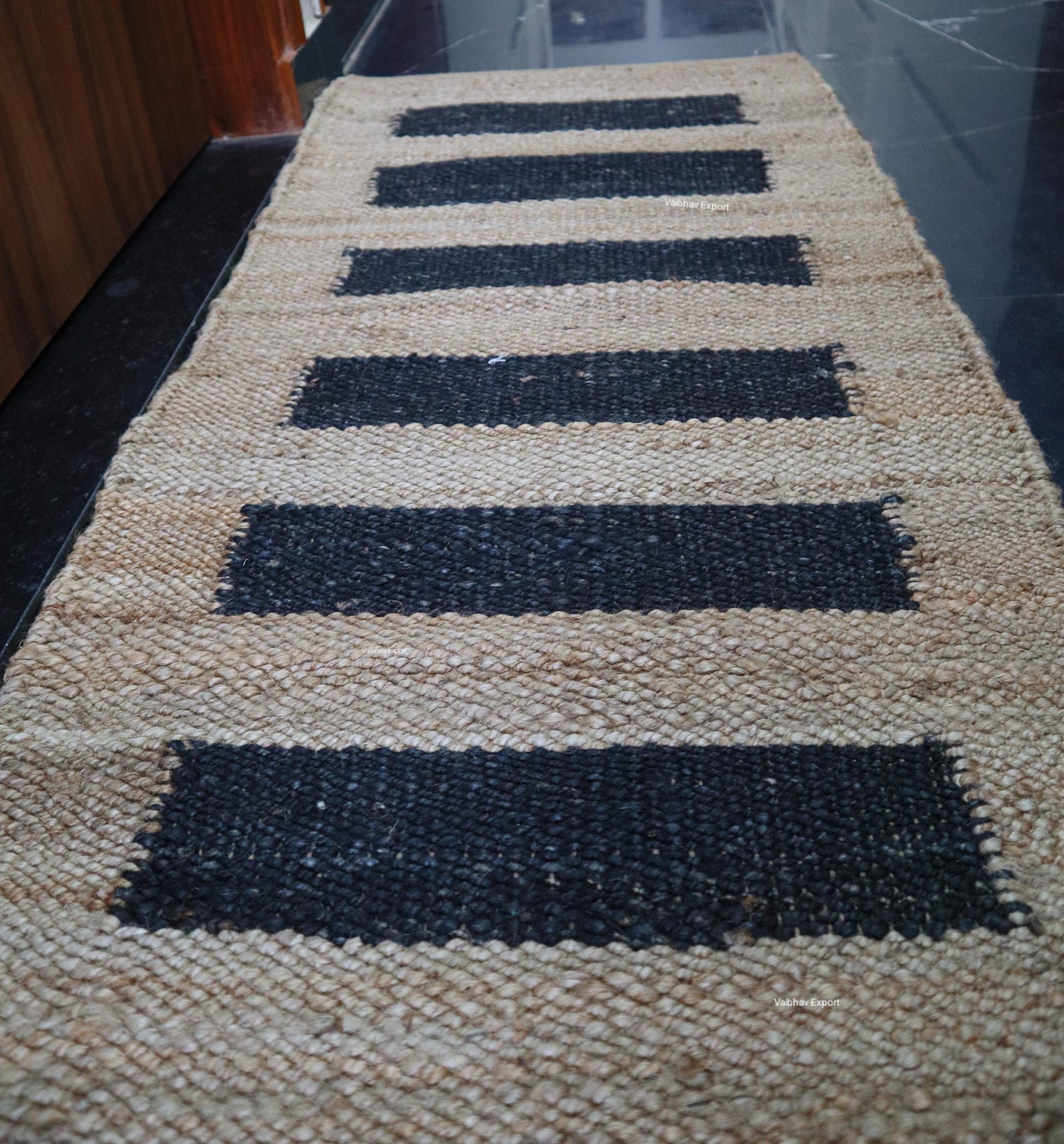 Black Line Hemp Runner-jute Table Runner-hallways Runner-entryway ...