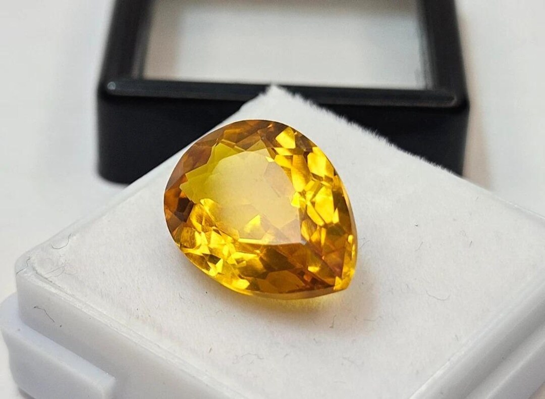 Flawless Yellow & Orange Colour Citrine 9-10 Ct Natural Awesome Pear ...