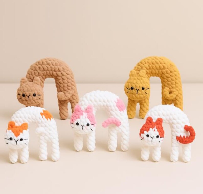 Noodle Cat Amigurumi Crochet Pattern Bundle PDF – Cute Long Cat Plushie ...