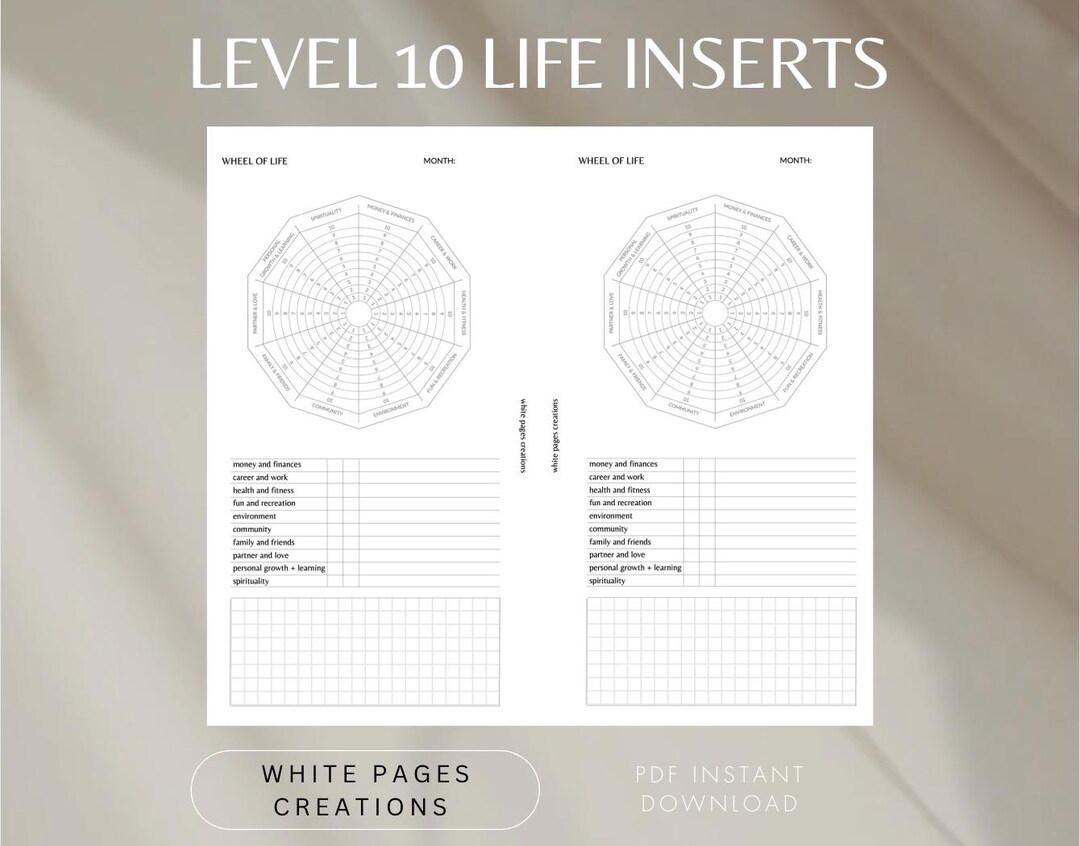 Level 10 Life Personal Planner Insert for Monthly Evaluation - Etsy