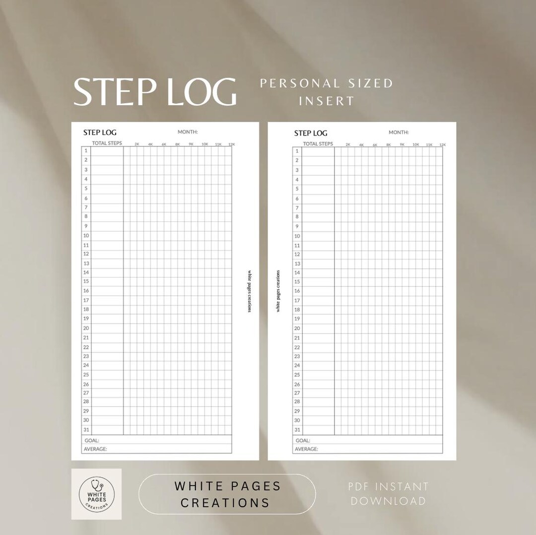 Step Log Printable Inserts - Functional Calendar Insert, PDF Download ...