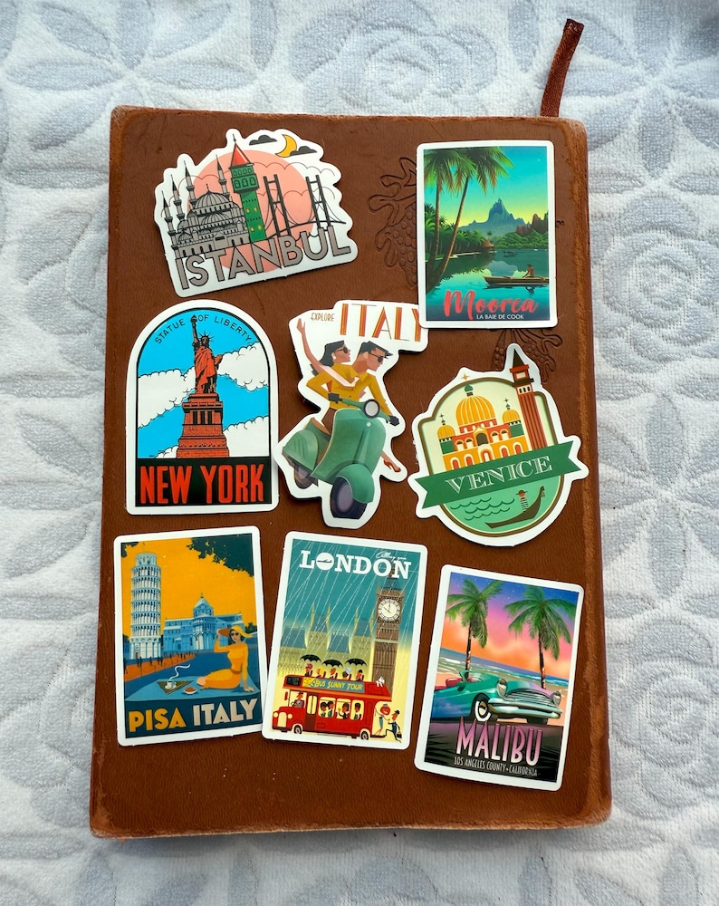 Vintage Travel Sticker Pack – 50 Pcs Retro Destination Stickers for ...