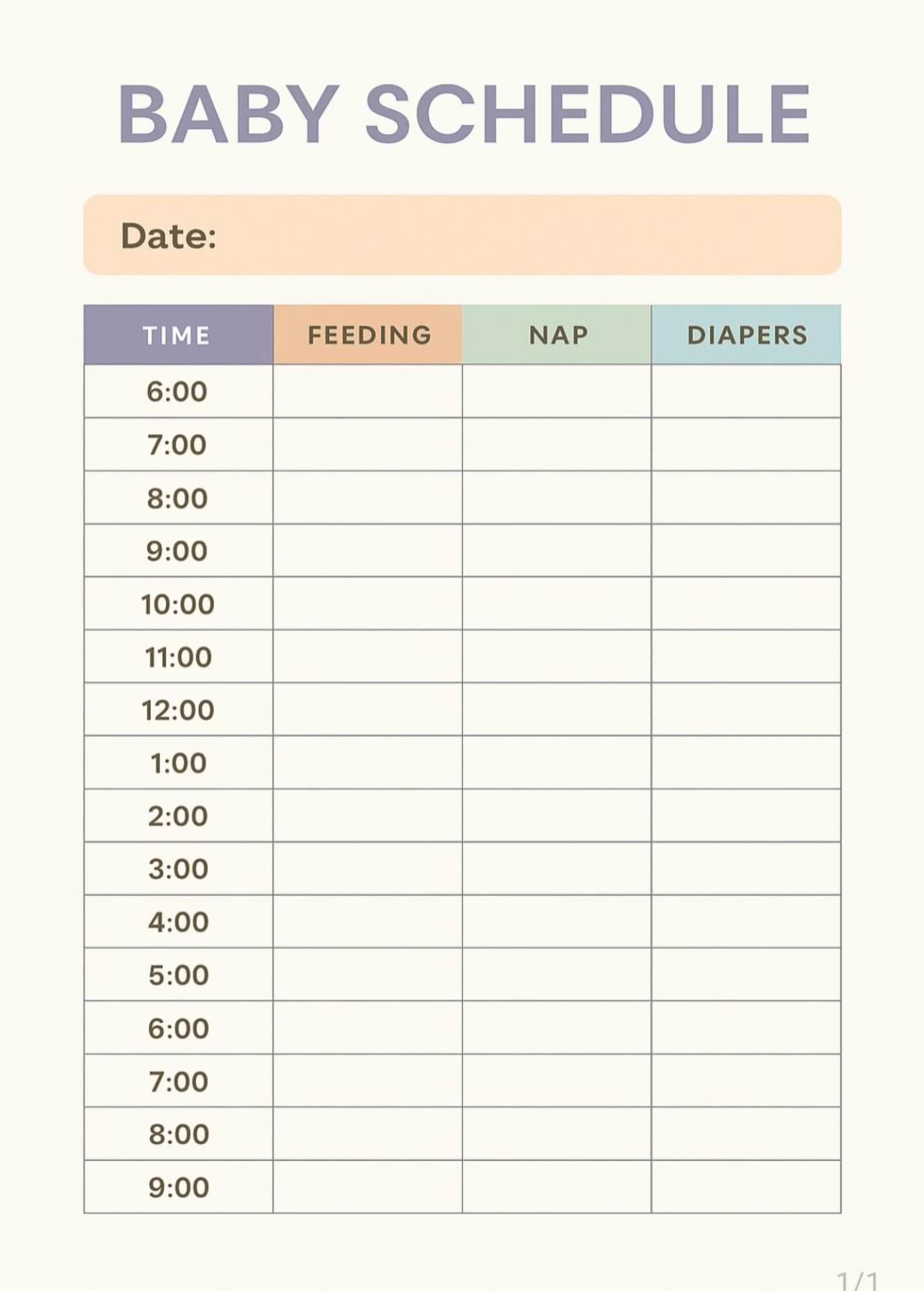 Baby Daily Schedule Printable, Newborn Routine Log, Baby Sleep, Feed ...