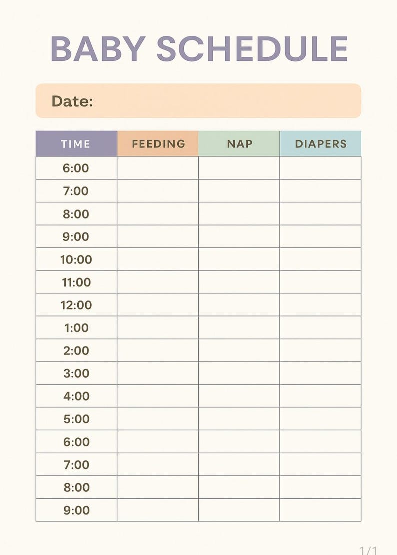 Baby Daily Schedule Printable, Newborn Routine Log, Baby Sleep, Feed ...
