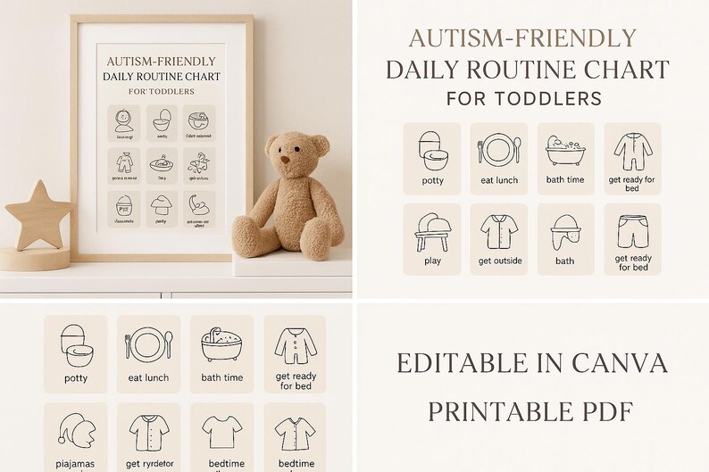 Autism Daily Routine Chart for Toddlers/ Visual Schedule Printable ...