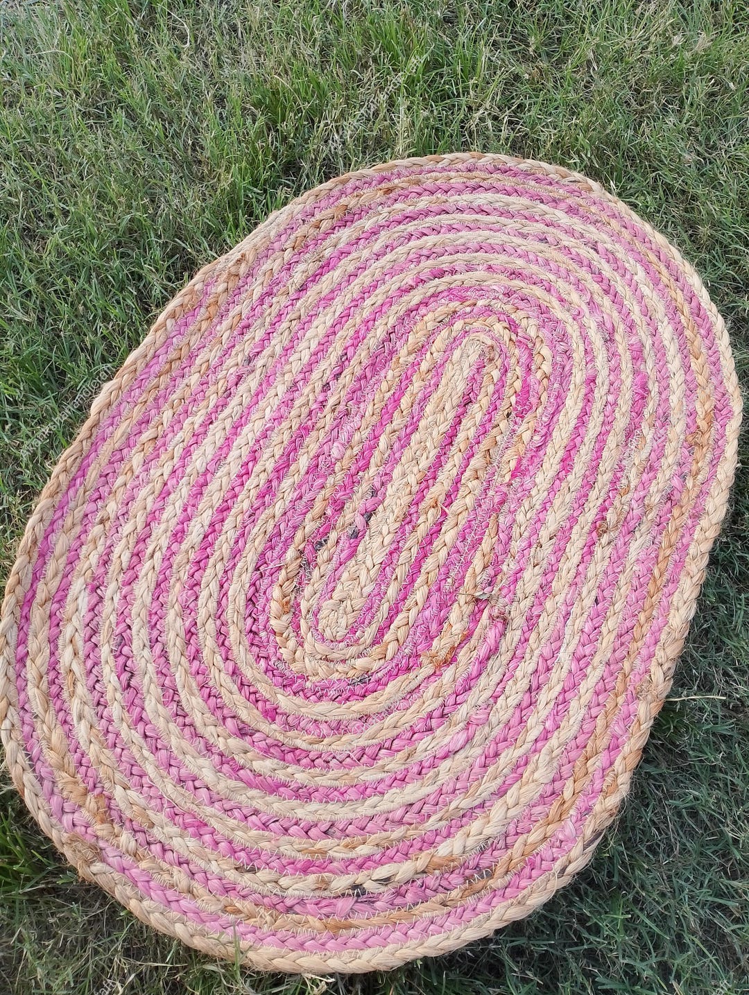 Handmade Braided Jute Rug: Oval Bohemian Farmhouse Floor Mat - Etsy