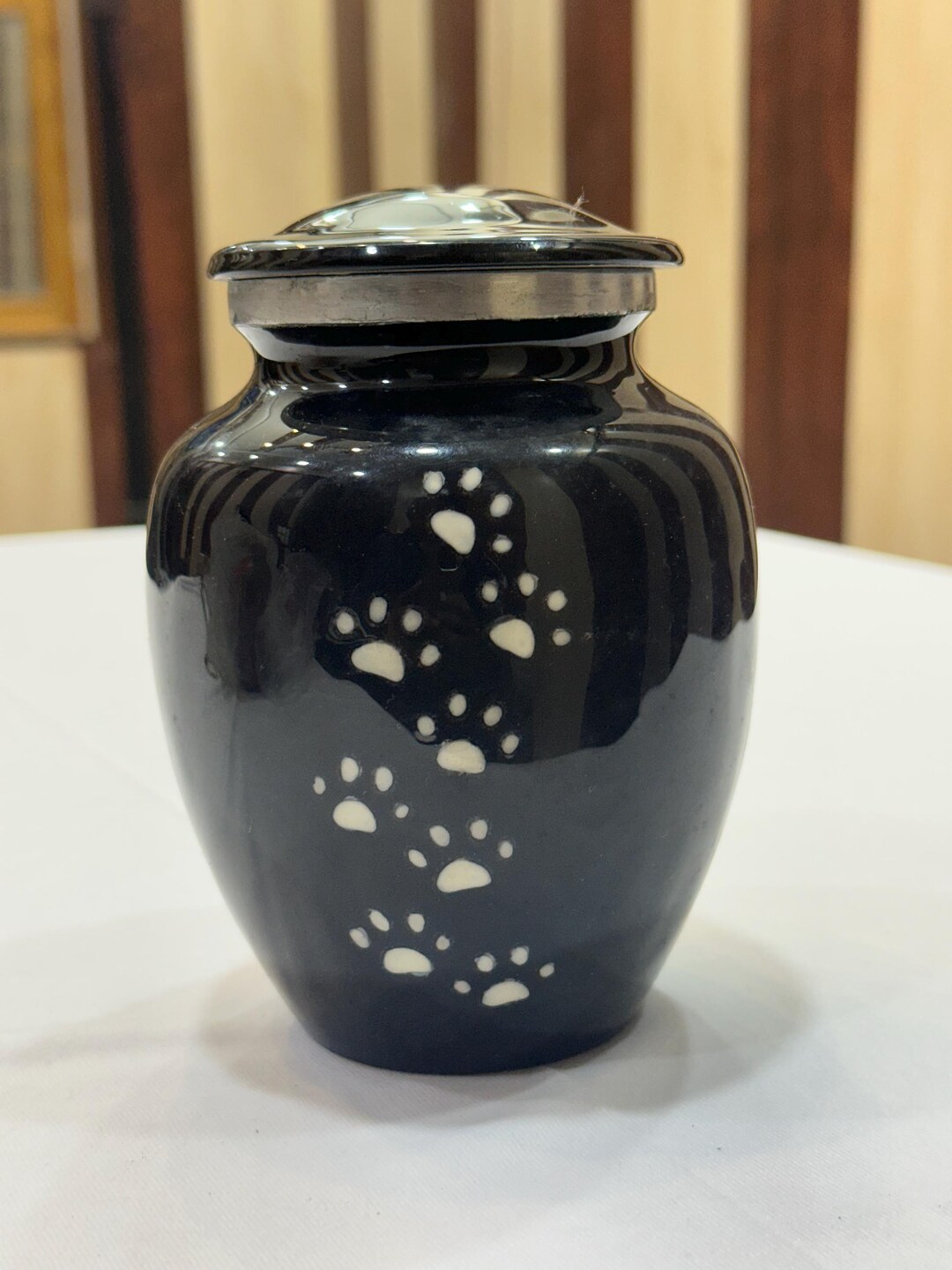 Urn for Ashes Small Silver & Black Aluminum Cremation Urn Mini Memorial ...