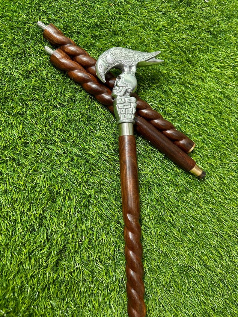 Brass Raven Crow Skull Head Walking Stick, 37 Inch - Etsy