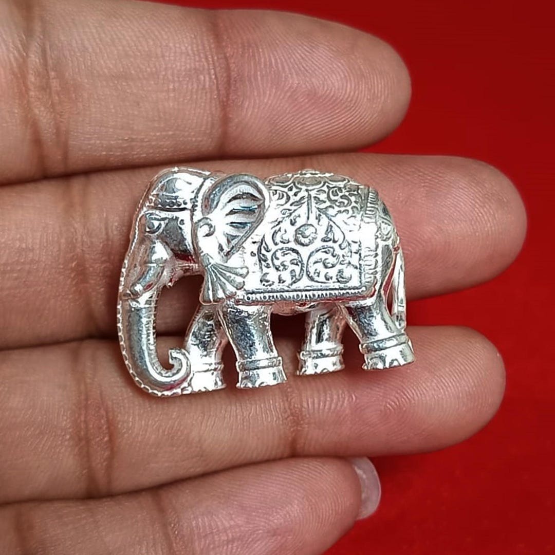 925 Sterling Silver Elephant Statue Idols Trunk Down Elephant Figurine ...