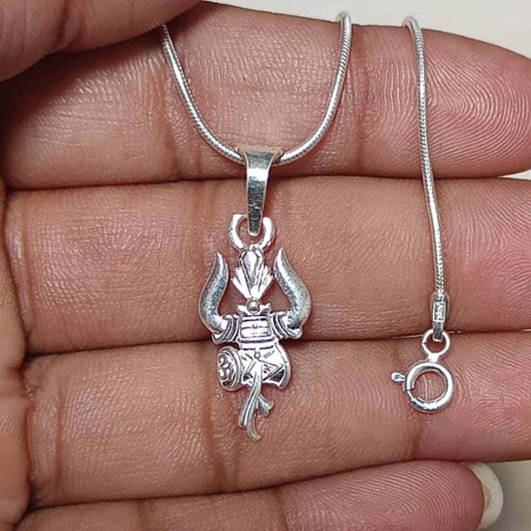 Lord Shiva Trishul Pendant 925 Sterling Silver Spiritual Trident Locket ...