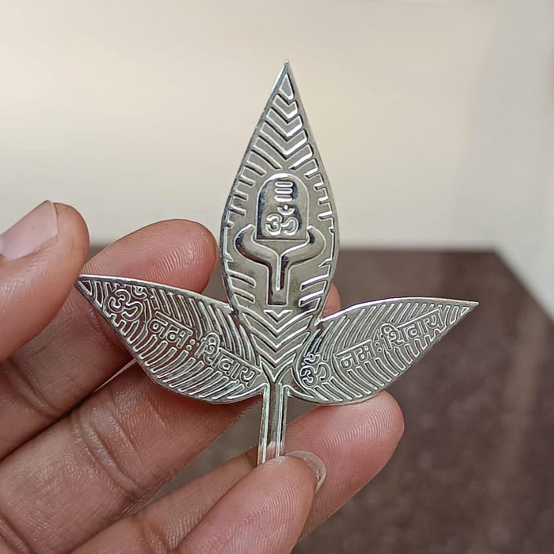 Solid Silver Lord Shiva Bel Patra - Shiva Worshipping Puja Article - Etsy