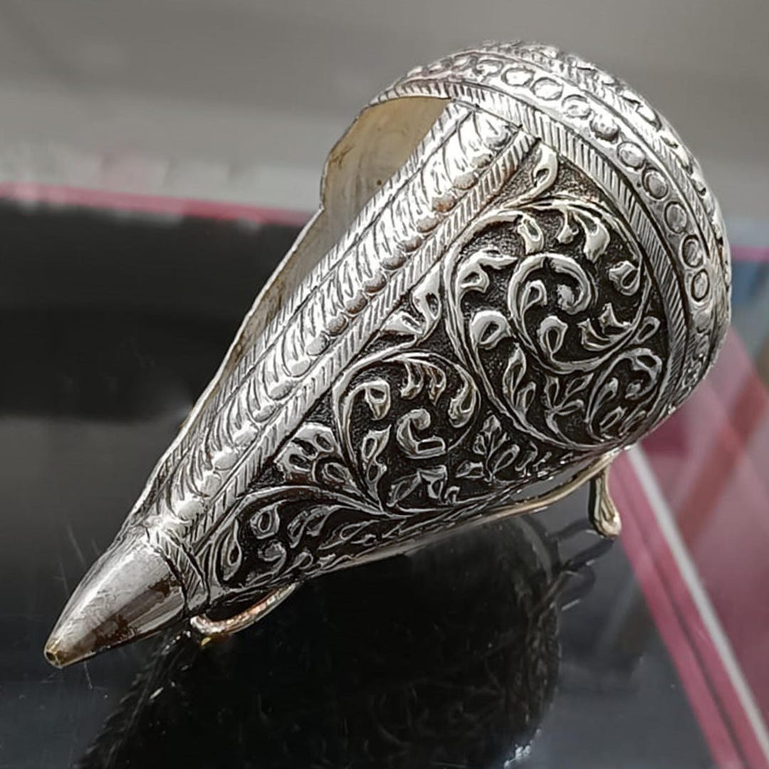 Vintage Solid Silver Shank Conch Shell Antique Pooja Item Hindu ...