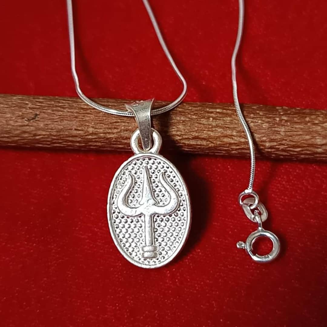 Lord Shiva Trishul/trident Pendant 925 Sterling Silver Religious Locket ...