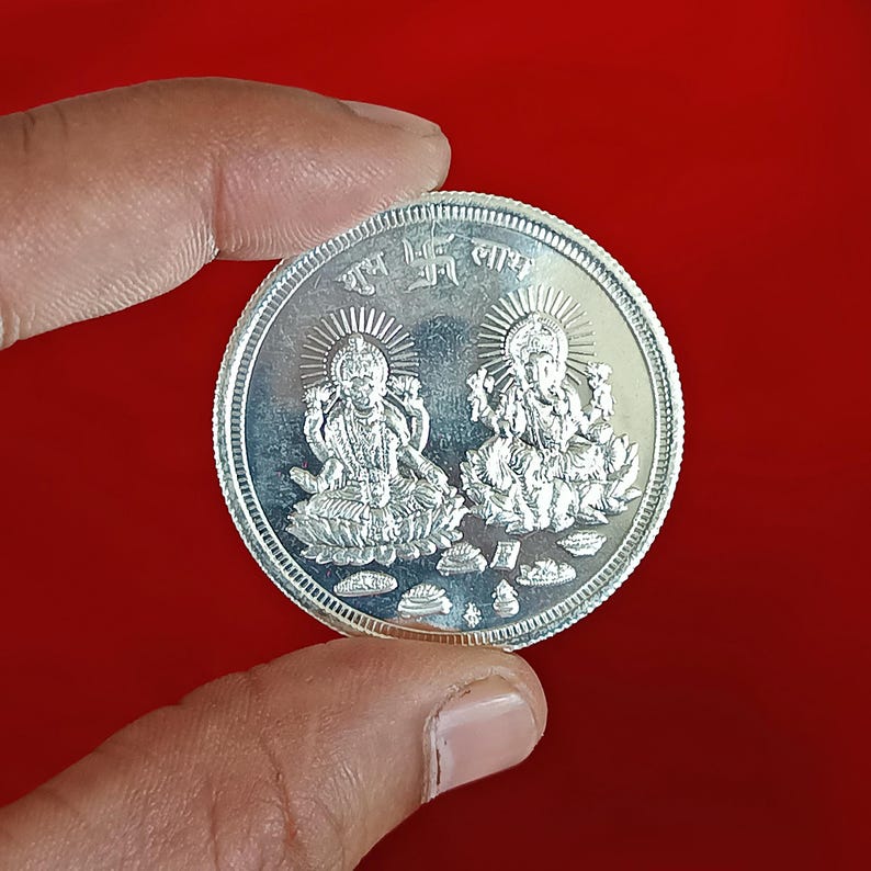 999 Silver Coin 10 Gram Laxmi Ganesh Blessing Wealth and Prosperity ...