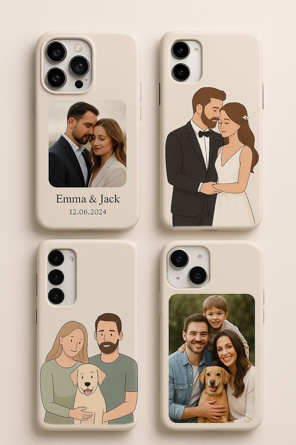 Custom Text Family Photo Phone Case for Apple iPhone Personalized Phone ...