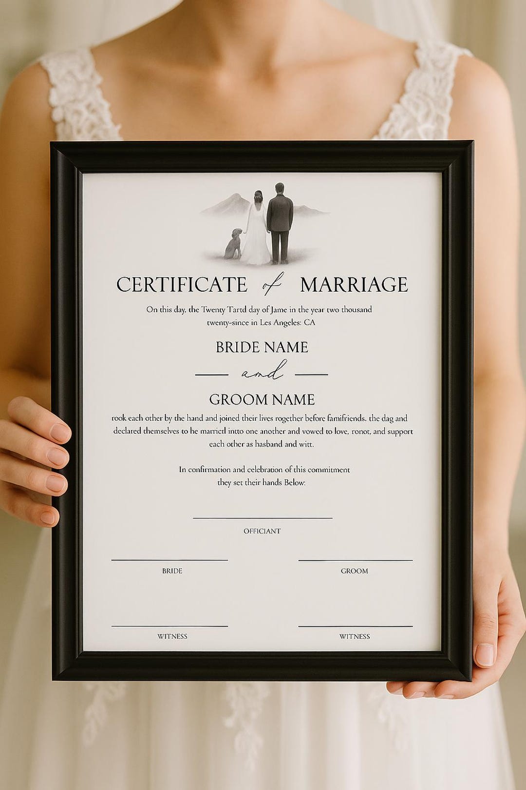 Golden Retriever, Bride and Groom Custom Wedding Certificate With Room ...