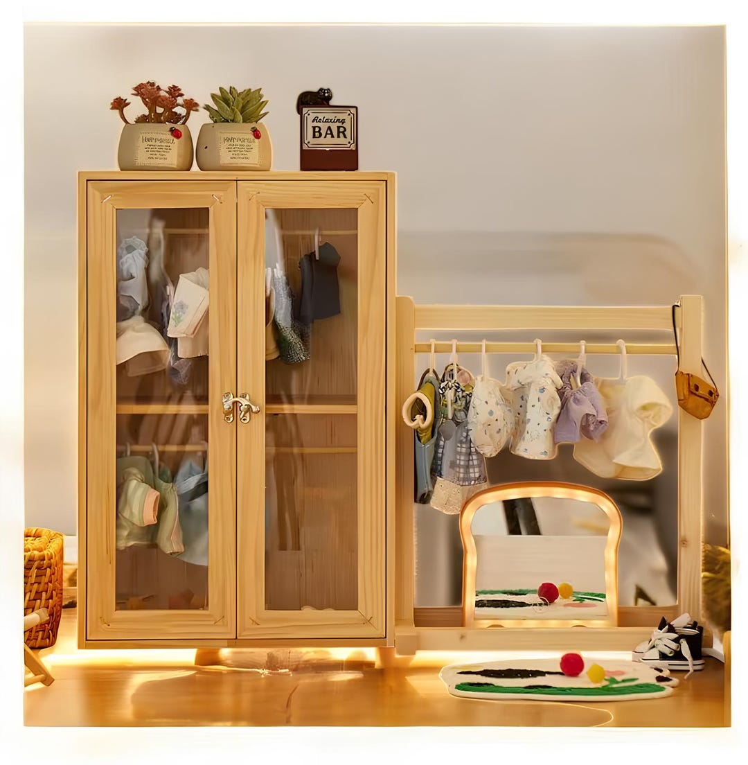 Labubu Closet – Mini Wardrobe for Dolls | Labubu Clothes Storage | Doll ...