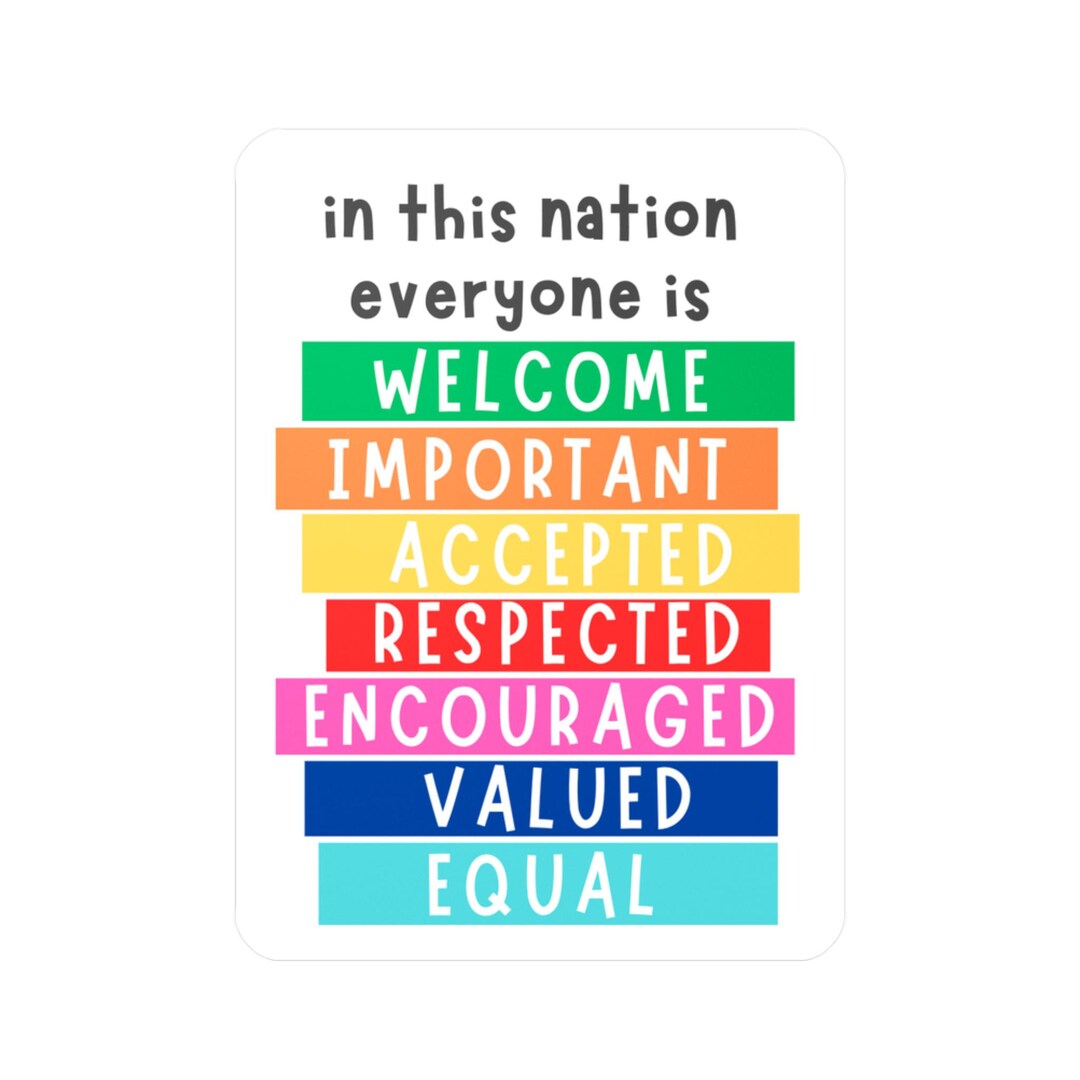 Inclusive Values Vinyl Sticker: Pro-equality, Pro-education Decal - Etsy
