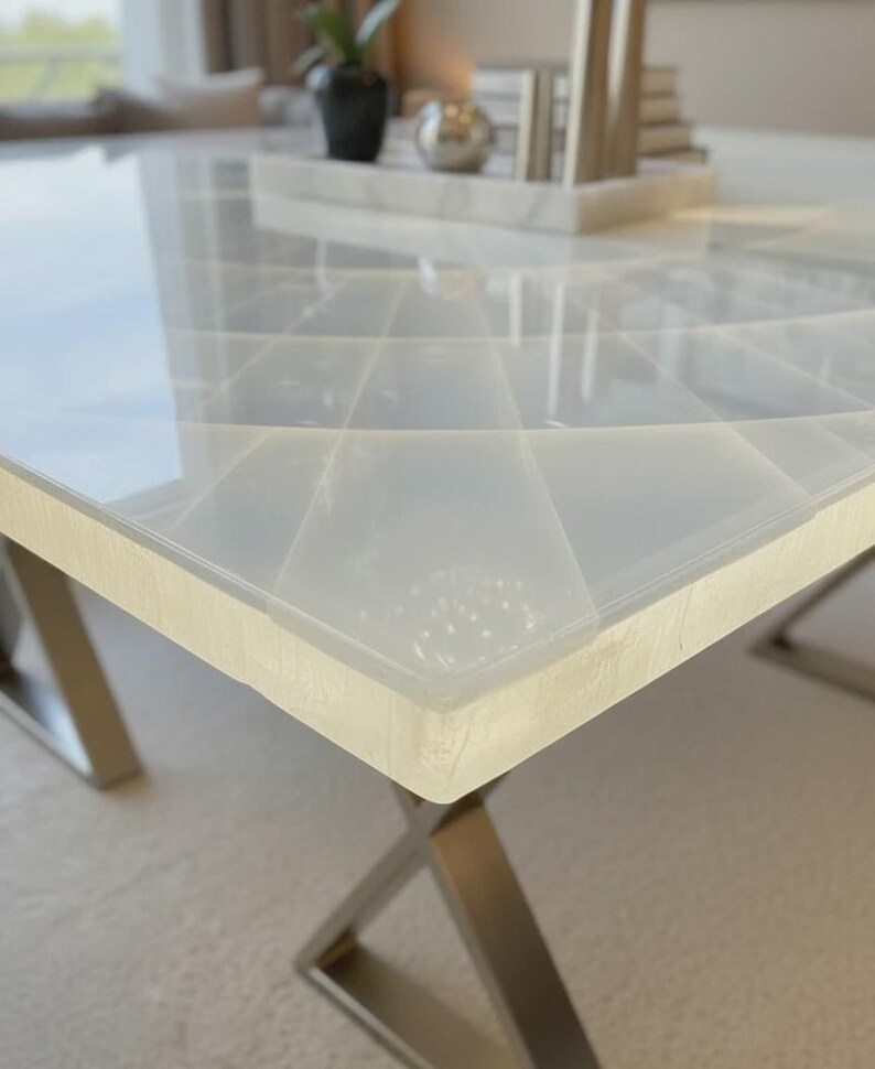 Selenite Dining Table Top – Luxury Crystal Gemstone Furniture, Handmade ...