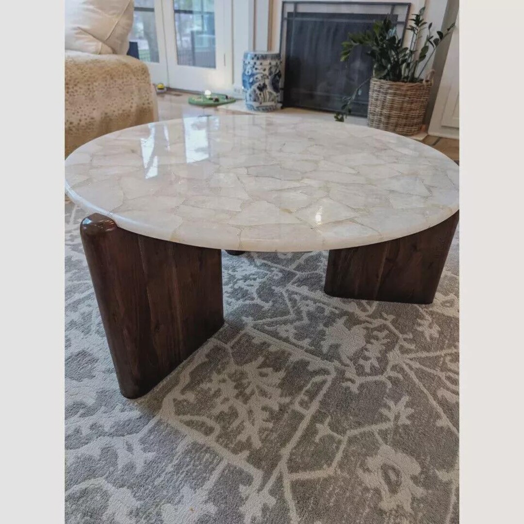 White Quartz Table Top ,quartz Stone Round Table, Quartz Side Table ...