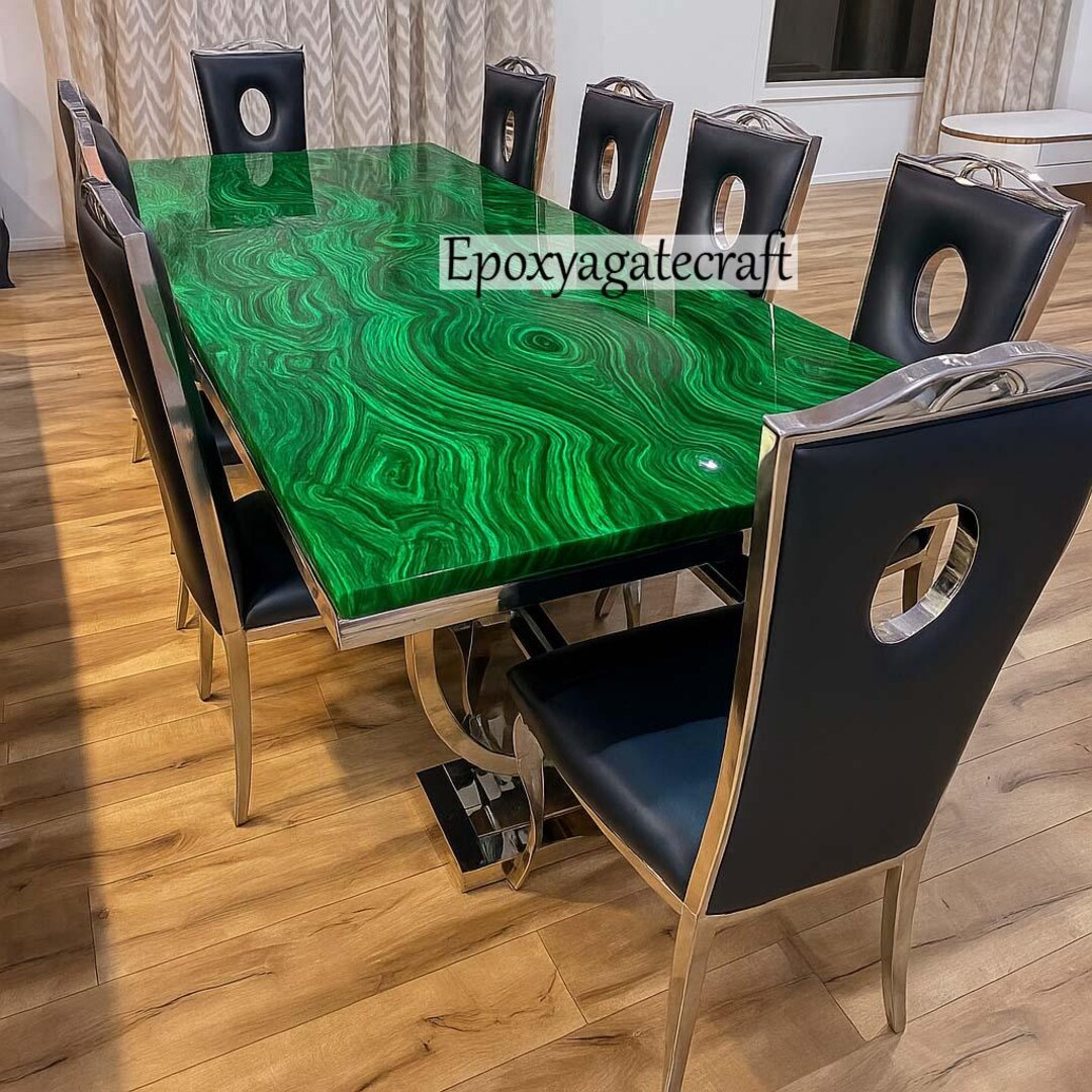 Green Malachite Dining Table | Luxury Gemstone Table | Custom Handmade ...