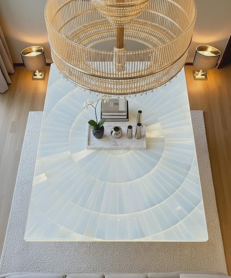 Selenite Dining Table Top – Luxury Crystal Gemstone Furniture, Handmade ...