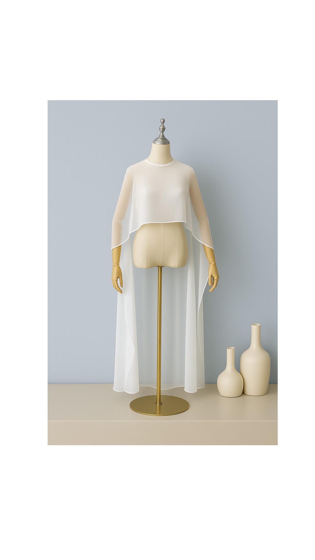 Ivory Chiffon Bridal Shoulder Cape High-low Wedding Unique Shawl ...