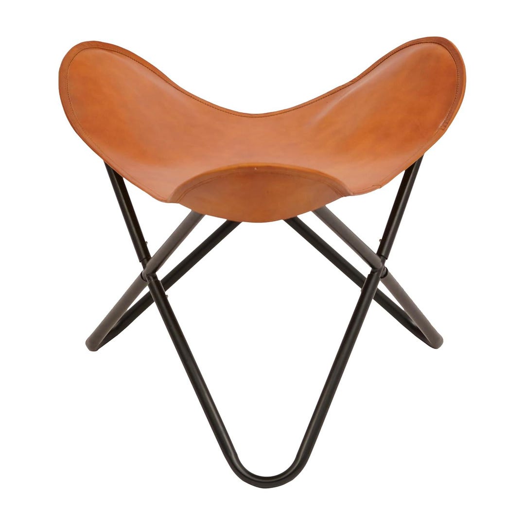 Handmade Leather Folding Stool: Iron X-frame, Portable Seating - Etsy
