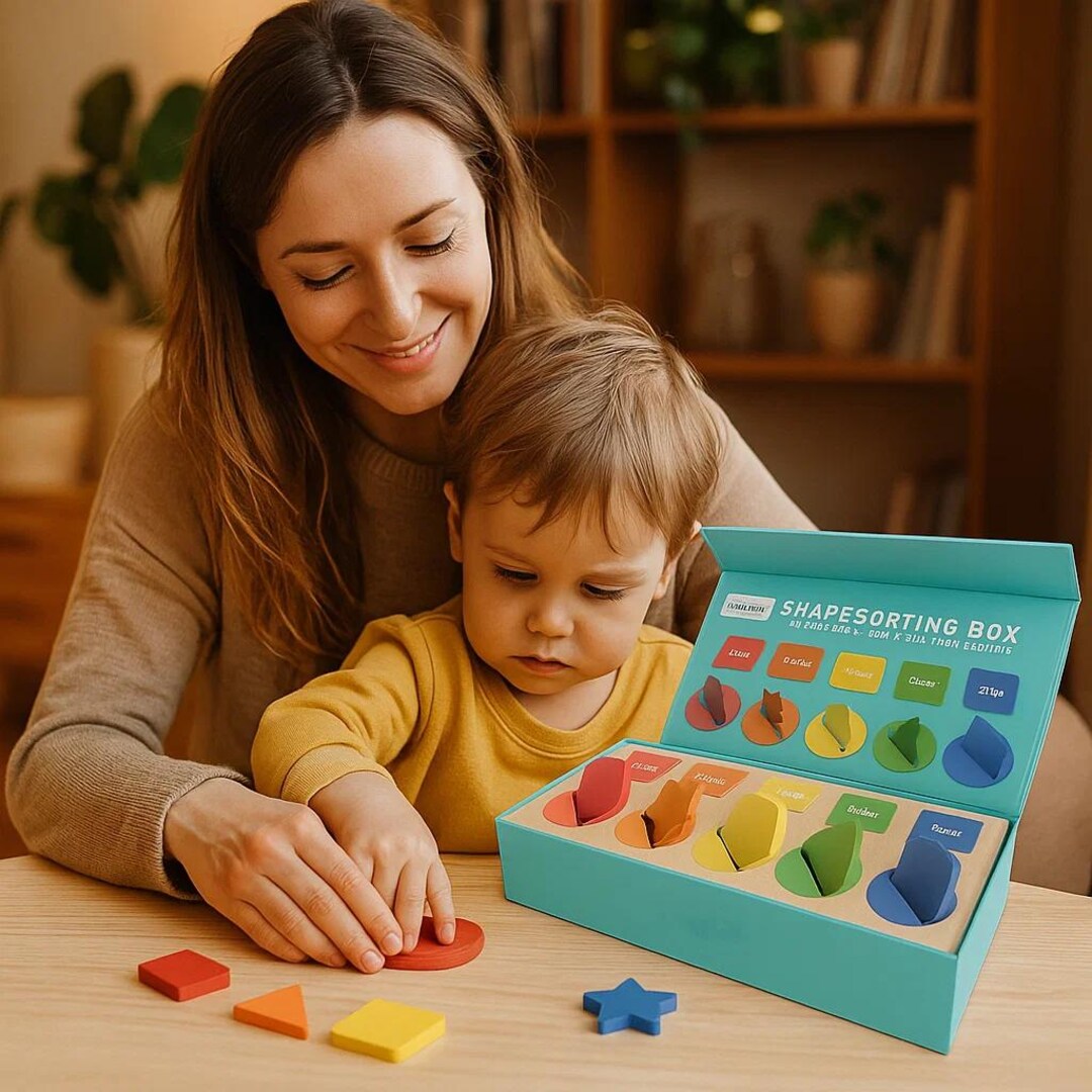 Montessori Wooden Shape Sorter | Color & Geometry Learning Toy - Etsy