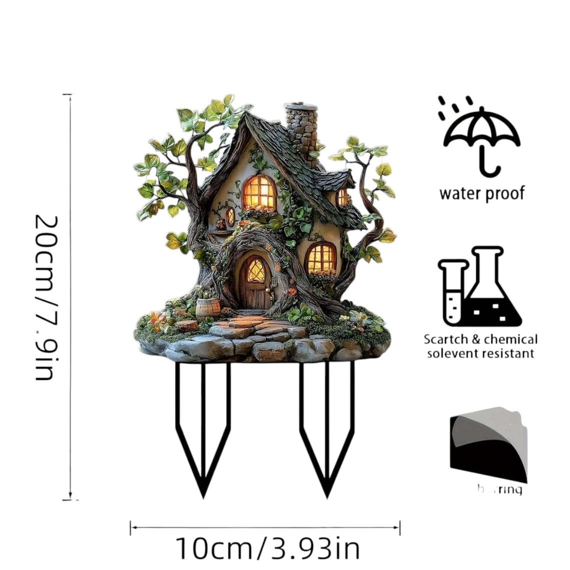 1 Piece 2D Acrylic Bonsai Tree House Shape - Outdoor Patio Lawn Deck ...