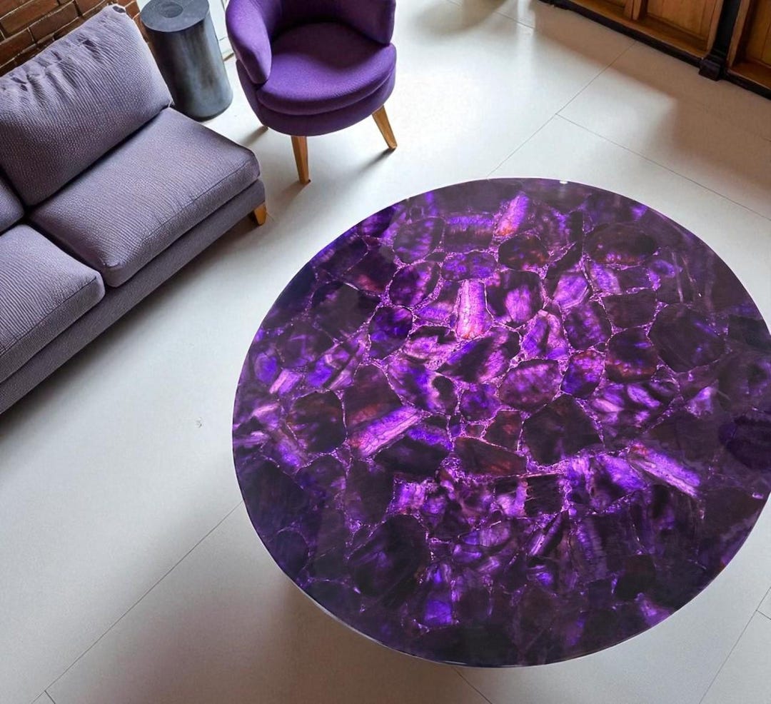 Handmade Amethyst Gemstone Coffee Table: Luxury Crystal Home Decor - Etsy