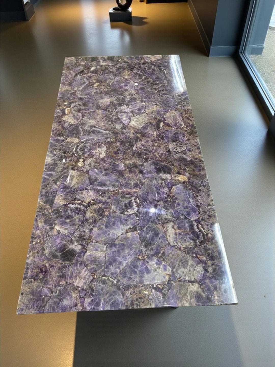 Amethyst Stone Slab Table Top | Natural Purple Crystal Decor - Etsy