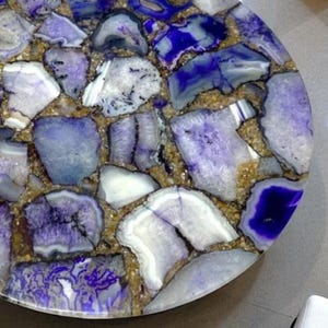 Purple Agate Stone Coffee Table: Handmade Modern Gemstone Decor - Etsy