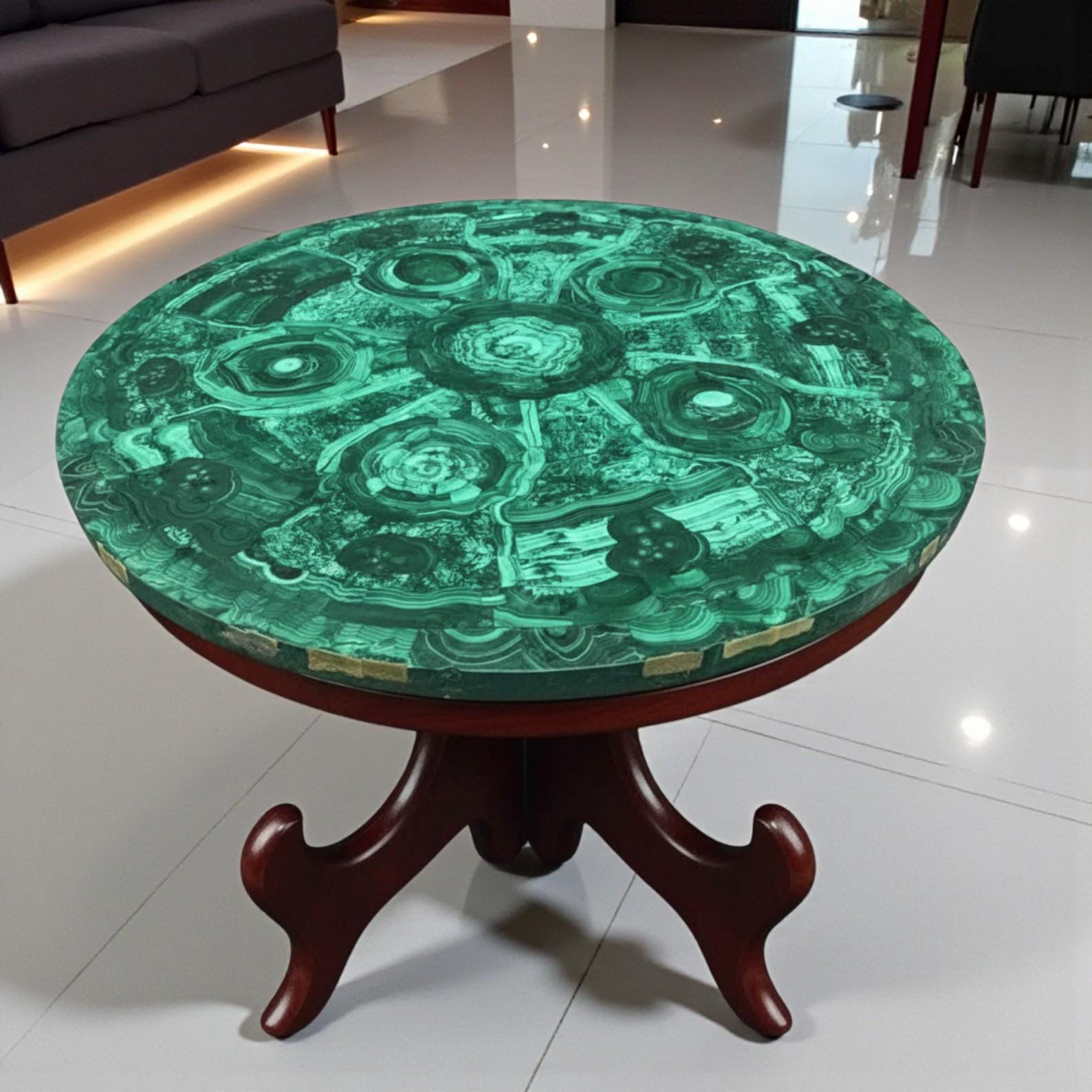 Handmade Malachite Stone Coffee Table | Natural Green Gemstone, Luxury ...